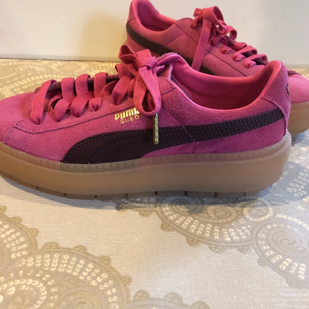 Puma Trace Platform Sneaker Suede Pink New Runners - Gem